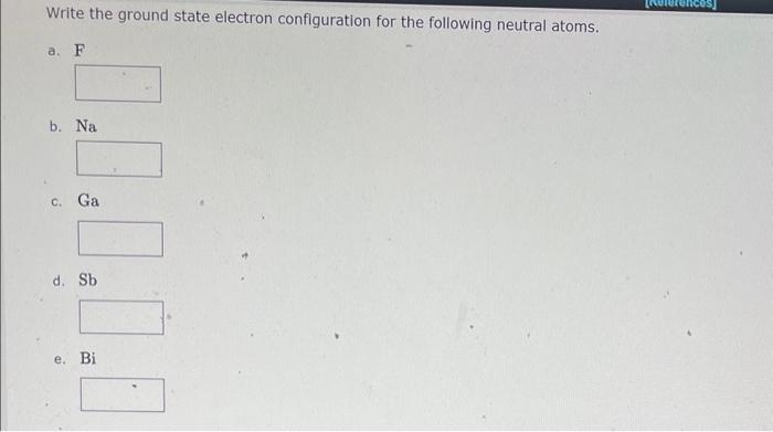 Solved Write The Ground State Electron Configuration For The