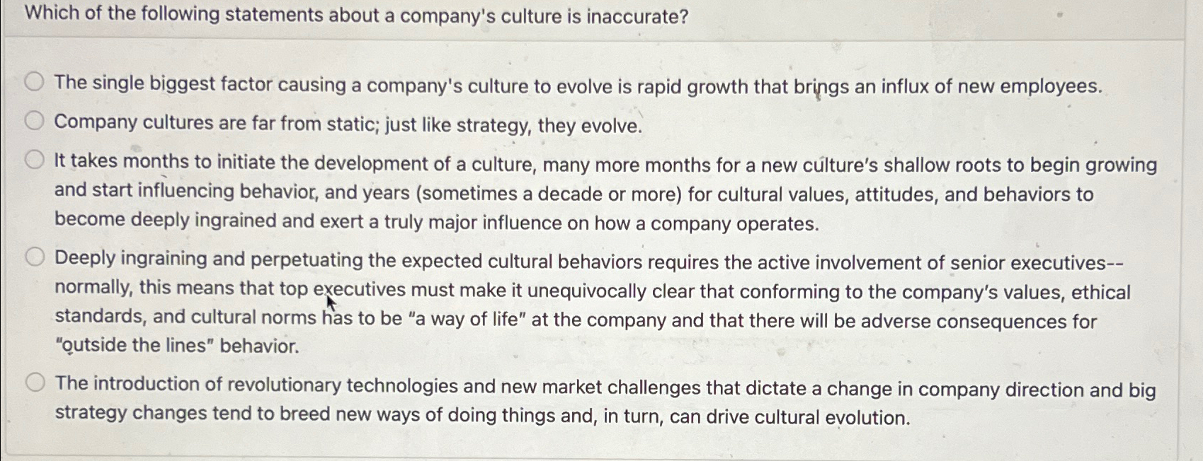 Solved Which of the following statements about a company's | Chegg.com