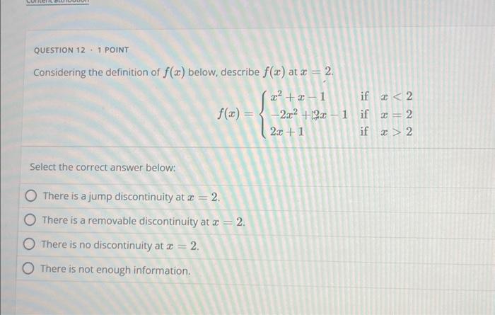 Solved QUESTION 12⋅1 POINT Considering the definition of | Chegg.com