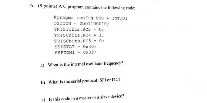 Solved 6. (9 points) A C program contains the following | Chegg.com