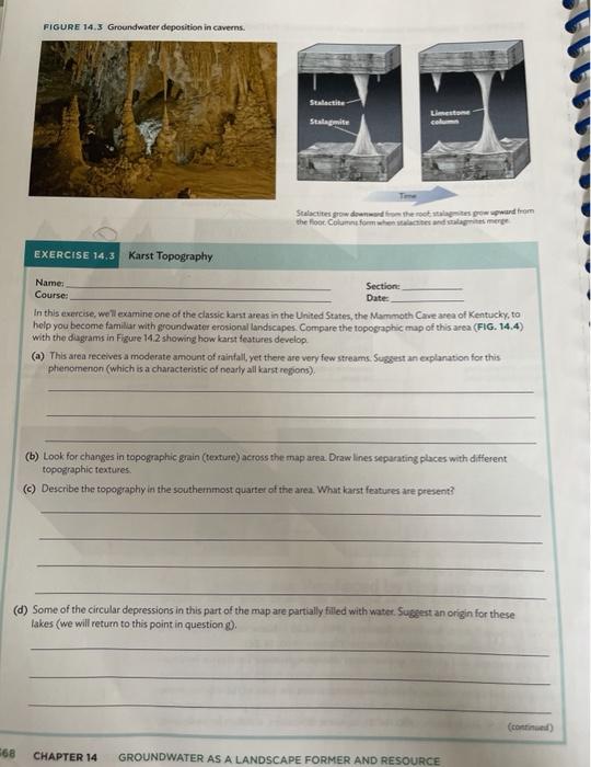 Solved FIGURE 14.4 Karst topography near Mammoth Cave in | Chegg.com