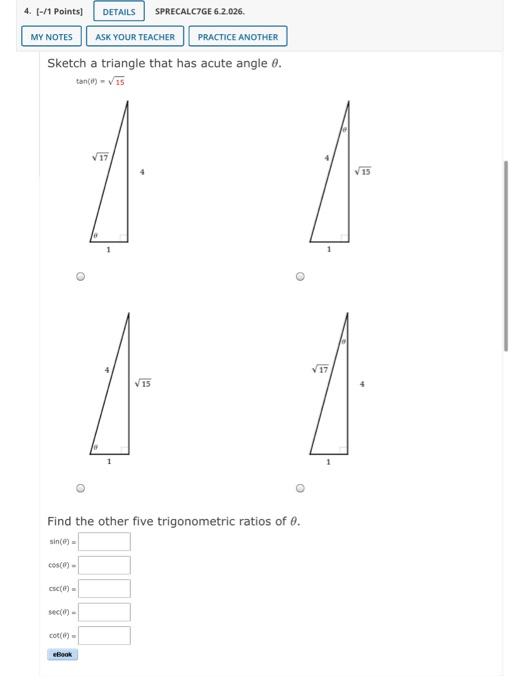Solved 4. [-/1 Points) DETAILS SPRECALC7GE 6.2.026. MY NOTES | Chegg.com Solved 4. [-/1 Points) DETAILS SPRECALC7GE 6.2.026. MY NOTES | Chegg.com