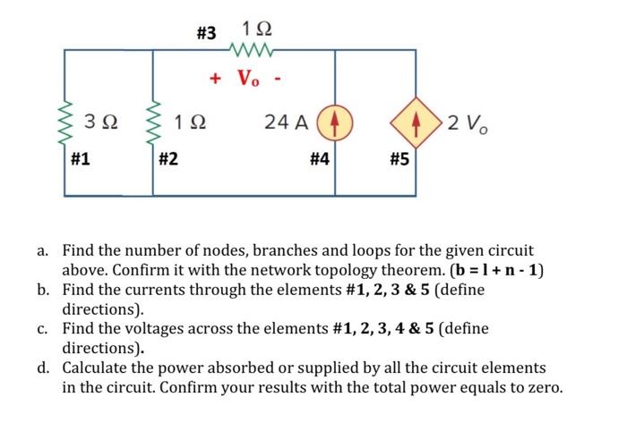 Solved a. Find the number of nodes, branches and loops for | Chegg.com