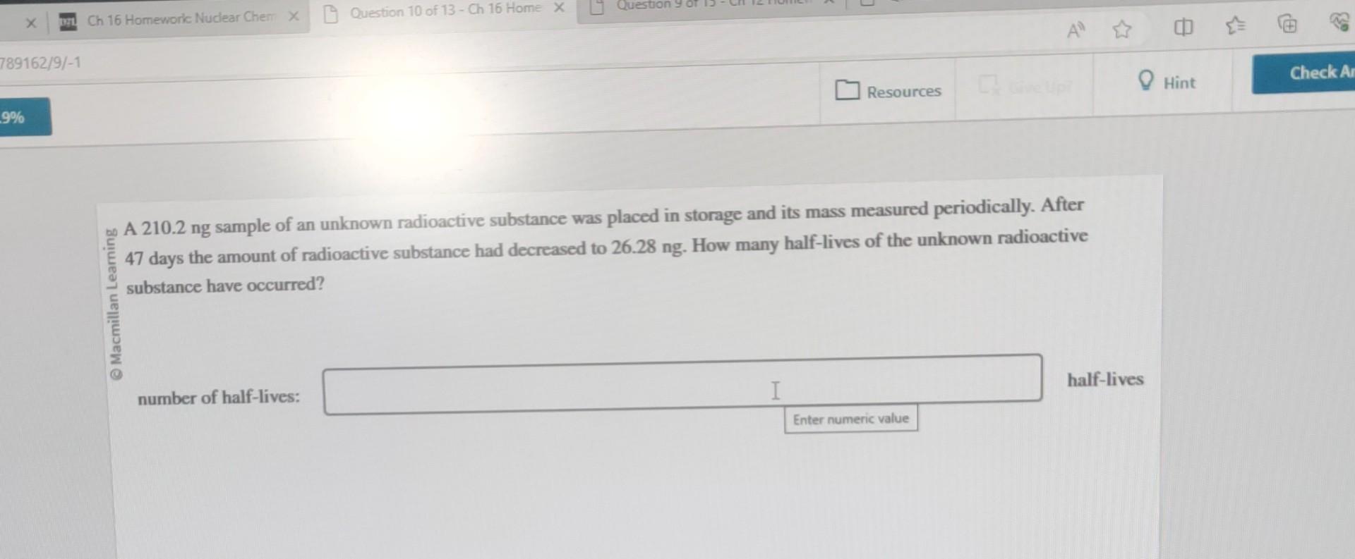 Solved Ch 16 Homework: Nuclear Chem X Macmillan | Chegg.com
