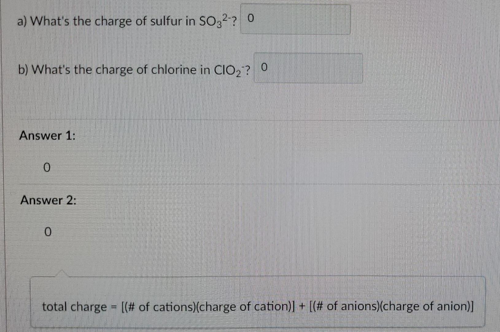 Solved a) What's the charge of sulfur in SO32-? O b) What's | Chegg.com