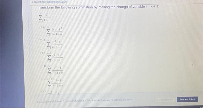 Solved Transform the following summation by making the | Chegg.com