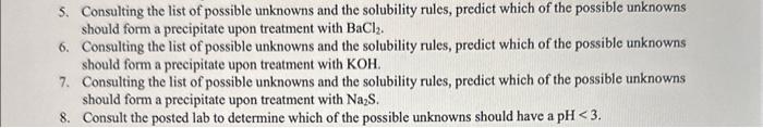 Solved 5. Consulting the list of possible unknowns and the | Chegg.com