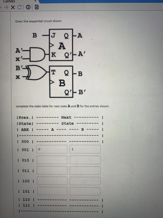 Solved 6 →X COD TD-2-27 Given the sequential circuit shown | Chegg.com