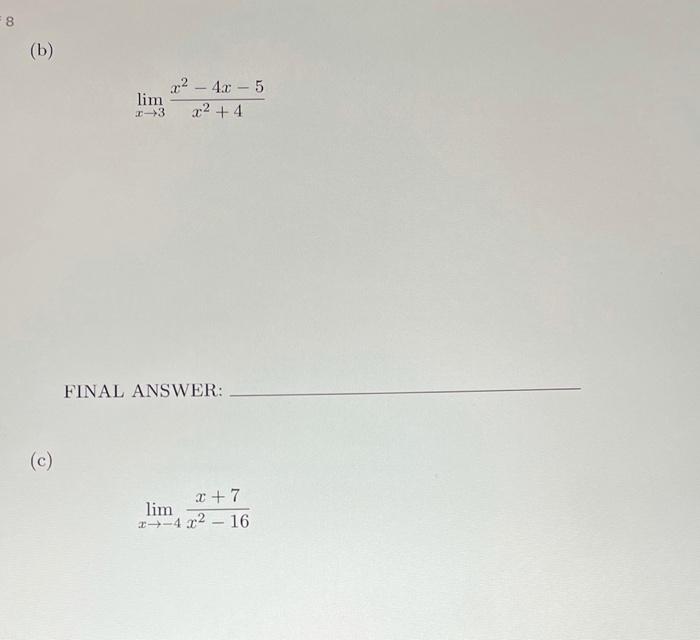 Solved find the following units limits, write one if there | Chegg.com