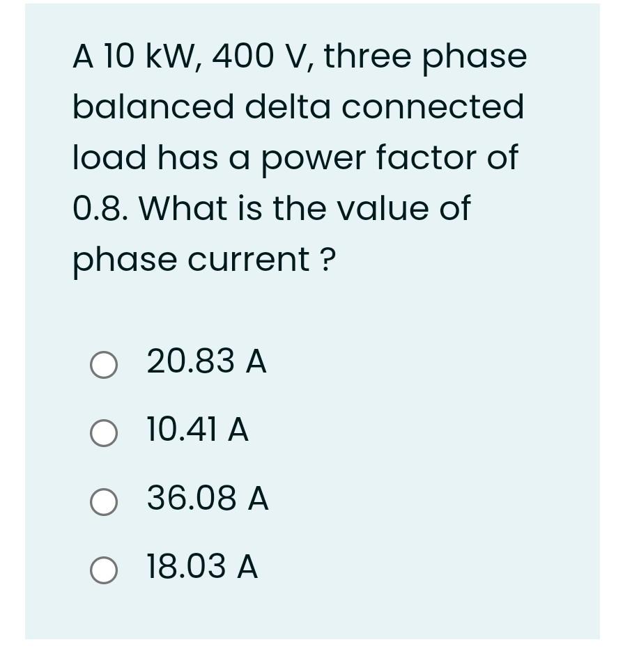 Solved A 10 kW, 400 V, three phase balanced delta connected | Chegg.com Solved A 10 kW, 400 V, three phase balanced delta connected | Chegg.com