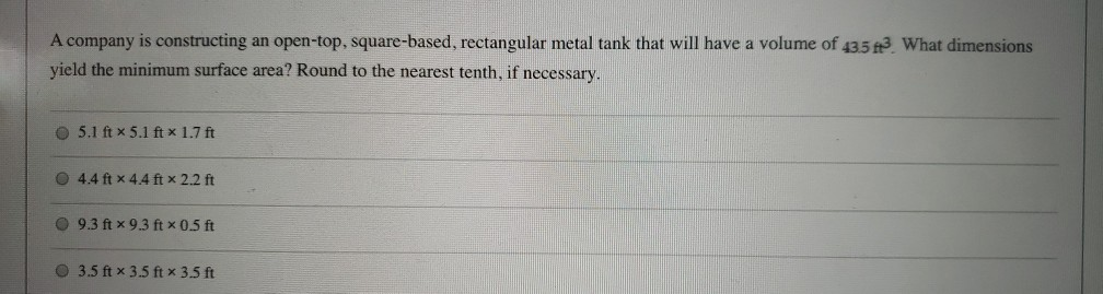 Solved A company is constructing an open-top, square-based, | Chegg.com