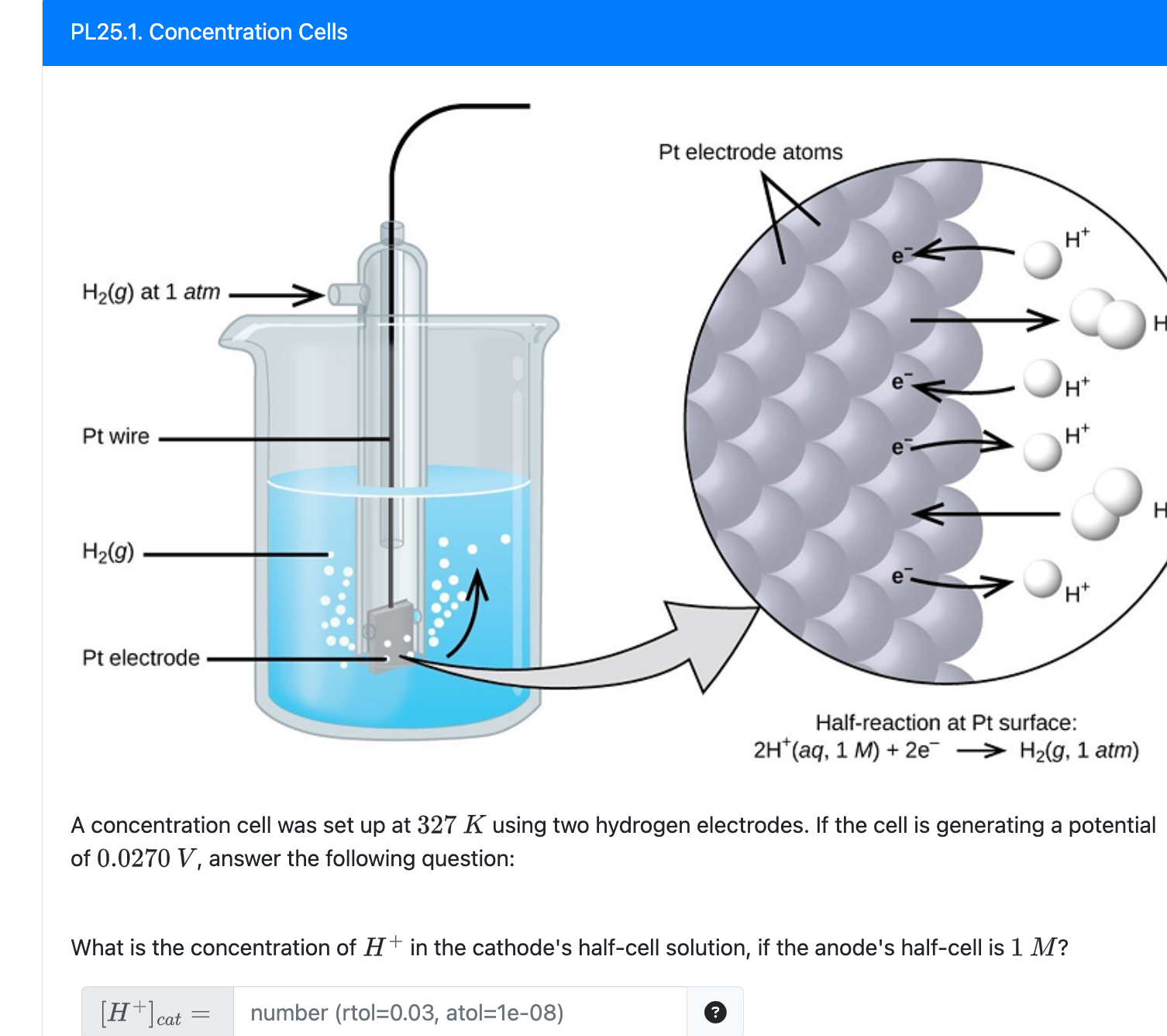Solved A concentration cell was set up at 327K ﻿using two | Chegg.com