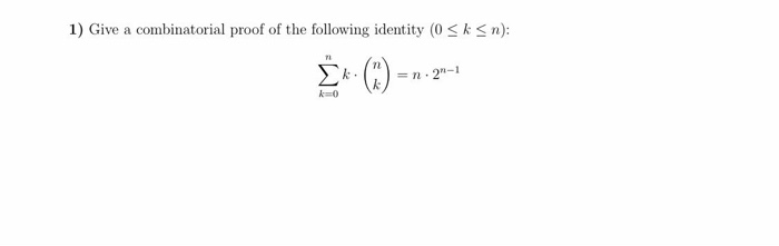 Solved 1 Give A Combinatorial Proof Of The Following