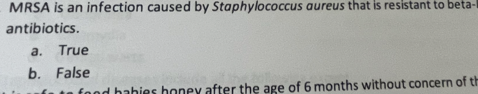 Solved MRSA is an infection caused by Staphylococcus aureus | Chegg.com