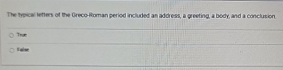 Solved The typical letters of the Greco-Roman period | Chegg.com