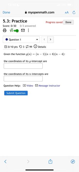 Solved Done myopenmath.com АА С Progress saved Done 5.3: | Chegg.com
