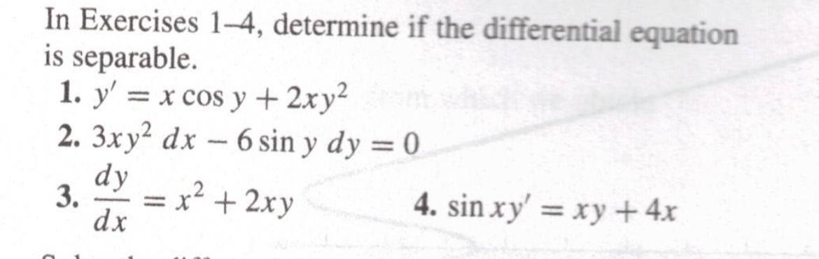 Solved In Exercises 1-4, ﻿determine if the differential | Chegg.com
