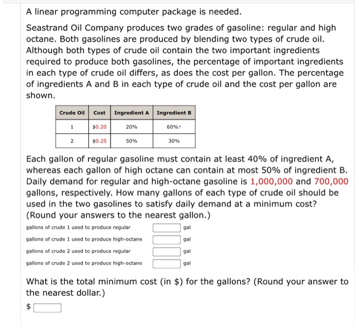 Solved A linear programming computer package is needed. | Chegg.com