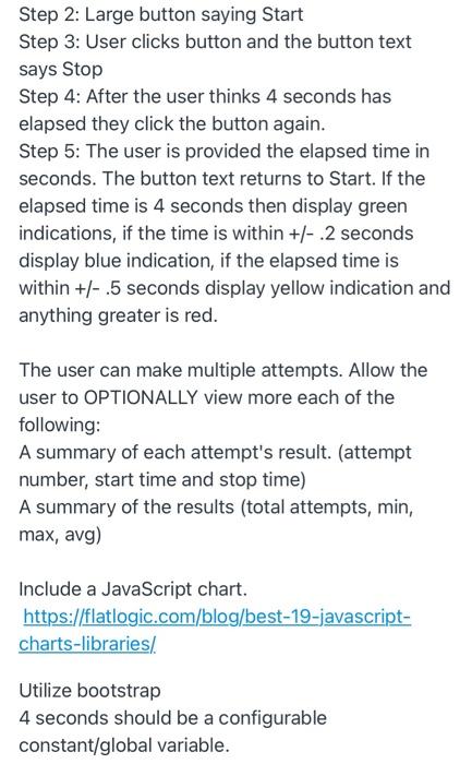 Solved Step 2: Large button saying Start Step 3: User clicks | Chegg.com