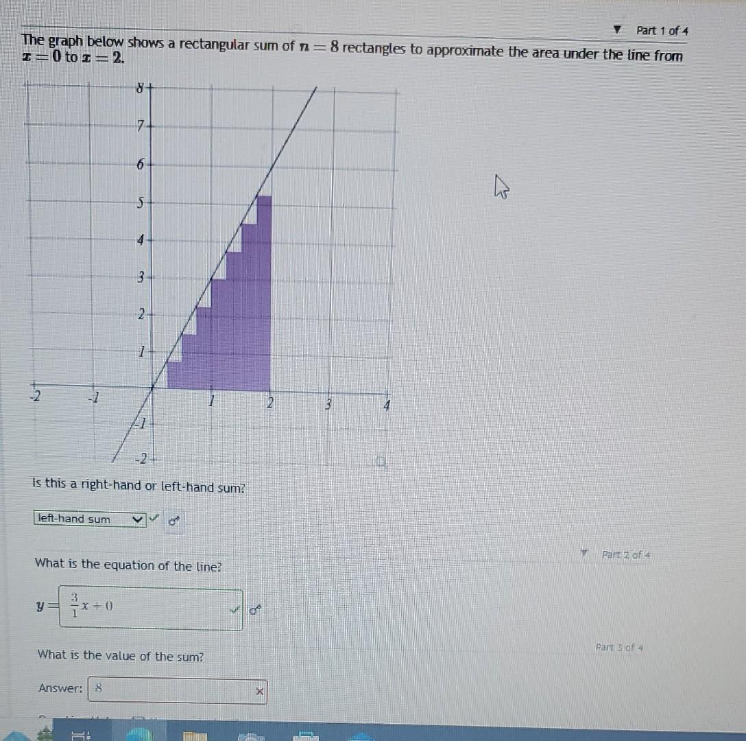 Solved The graph below shows a rectangular sum of n=8 | Chegg.com