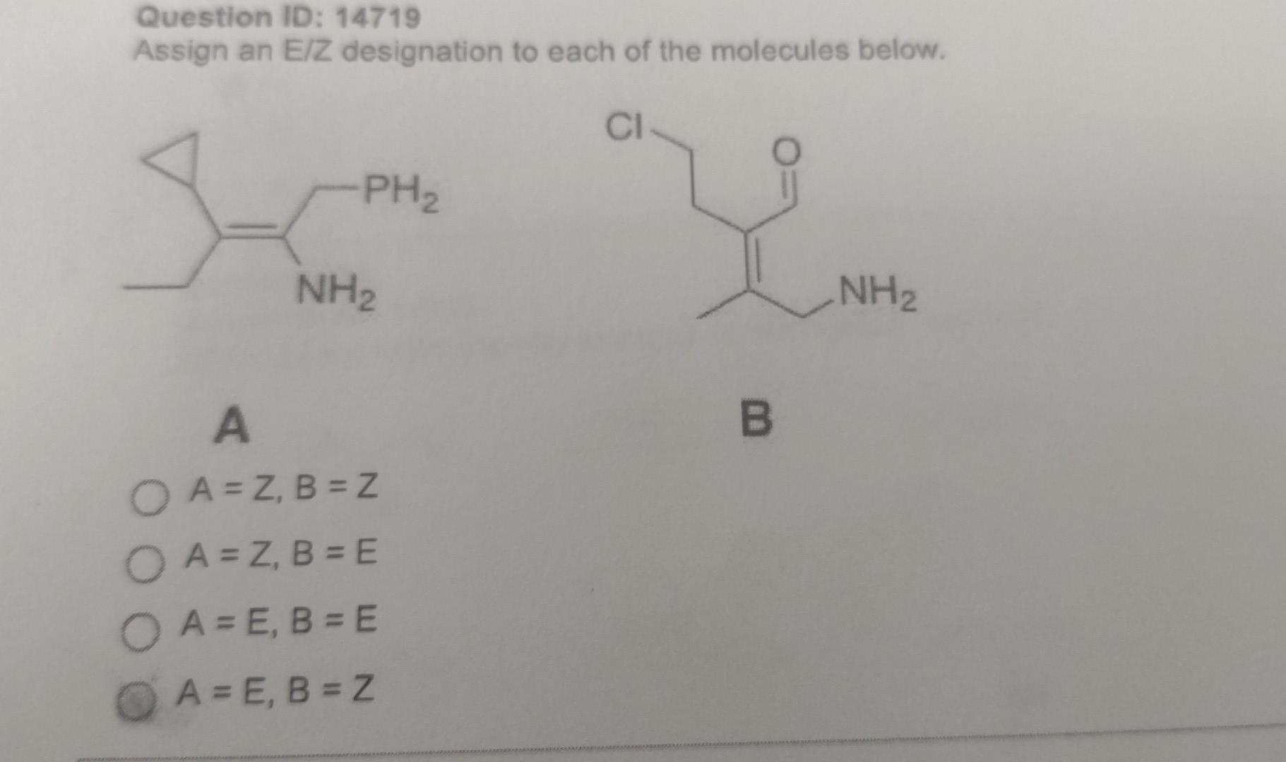 Solved Question ID: 14719 Assign an E/Z designation to each | Chegg.com