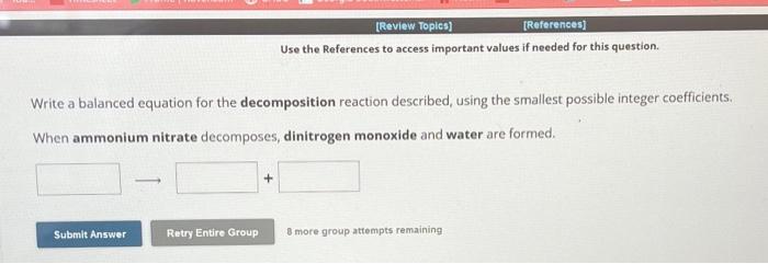 Solved Write a balanced equation for the decomposition | Chegg.com