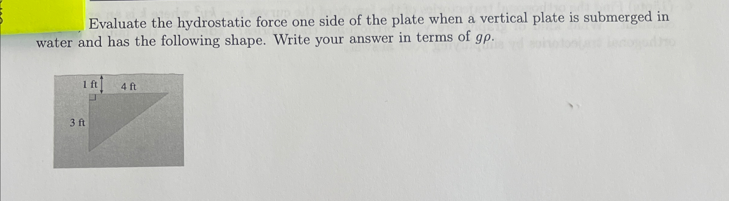 Solved Evaluate the hydrostatic force one side of the plate | Chegg.com