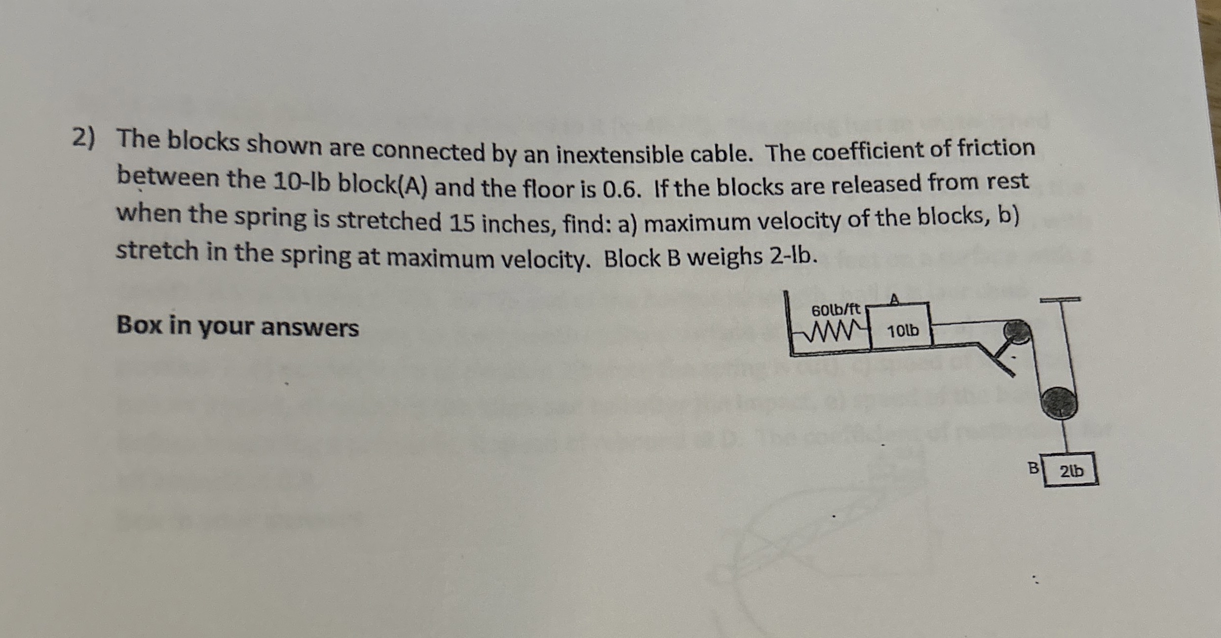The blocks shown are connected by an inextensible | Chegg.com