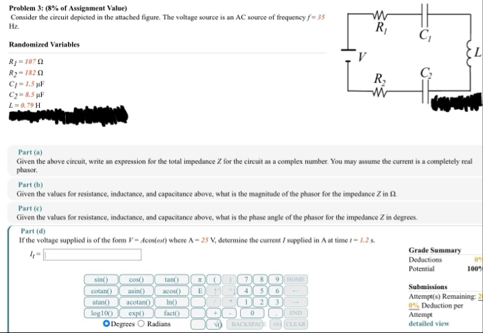 Solved Problem 3: ( 8% ﻿of Assignment Value)Consider the | Chegg.com