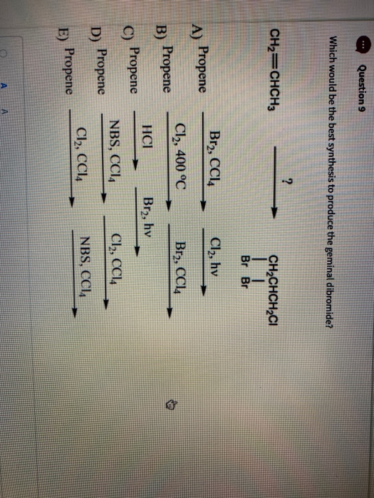 Solved BEE Question 9 Which would be the best synthesis to | Chegg.com