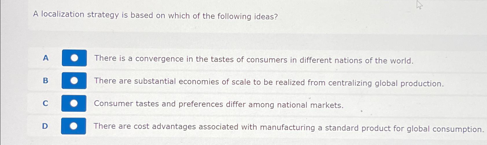 Solved A localization strategy is based on which of the | Chegg.com