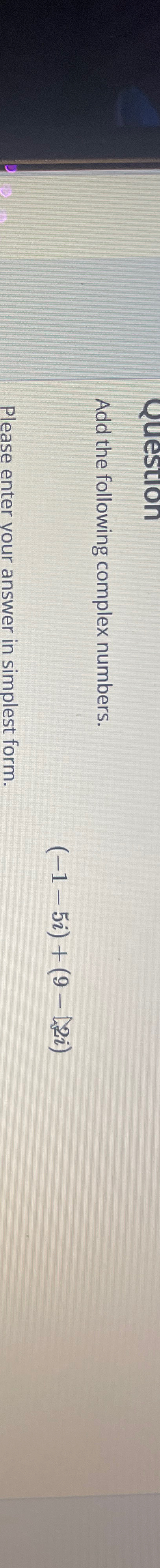 Solved Add the following complex | Chegg.com