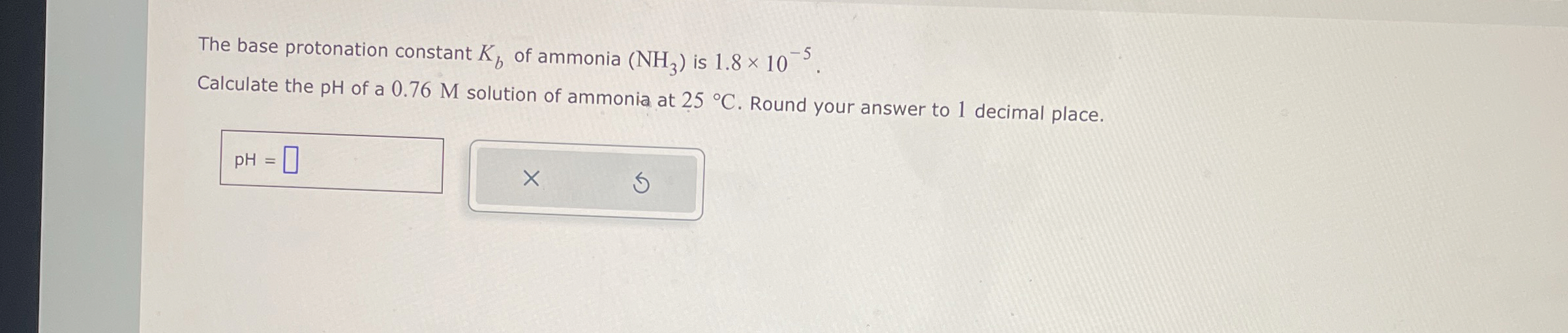 Solved The base protonation constant Kb ﻿of ammonia (NH3) | Chegg.com