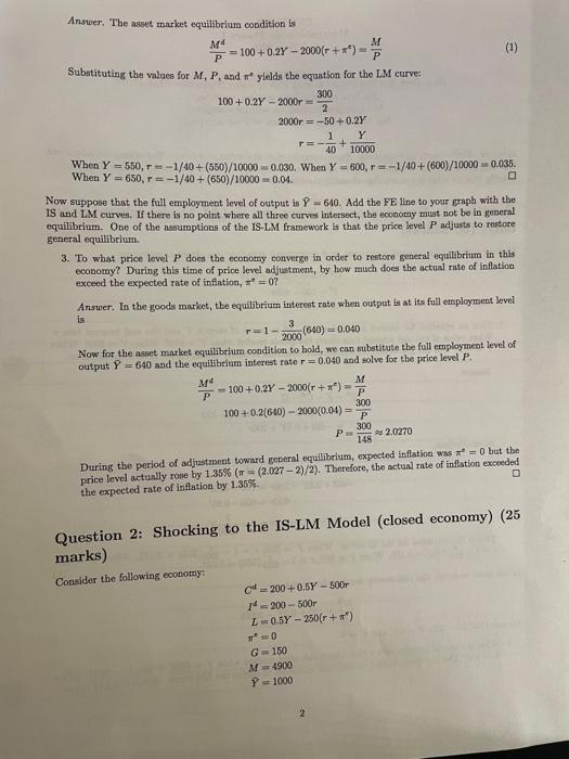 Graph the IS and LM curve for questions 1-3. For full | Chegg.com