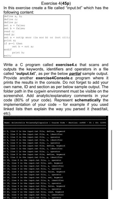 Solved Exercise 4(45p) In this exercise create a file called | Chegg.com