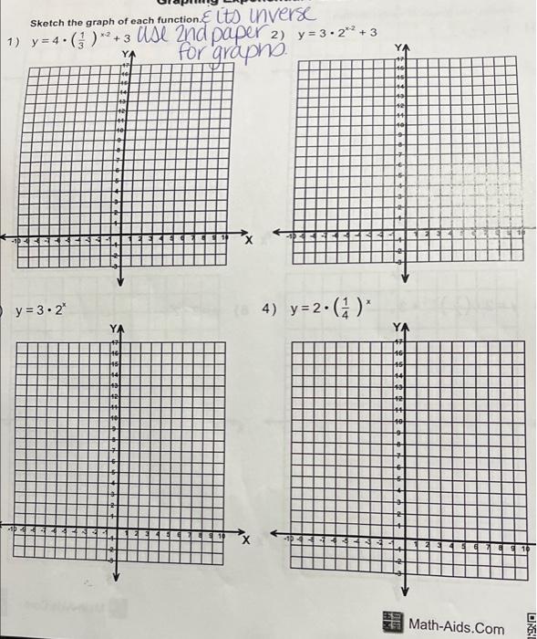 Solved Sketch the graph of each function. It inverse 1) | Chegg.com