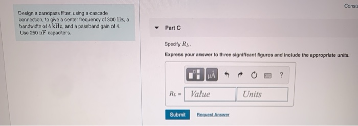 Solved Constant Design a bandpass filter, using a cascade | Chegg.com