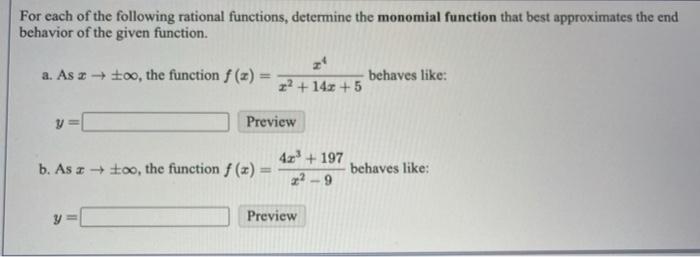 Solved For each of the following rational functions, | Chegg.com