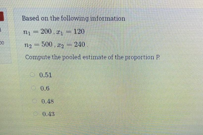 Solved For testing the hypothesis Ho : H1 = H2 vs. H : H1 > | Chegg.com