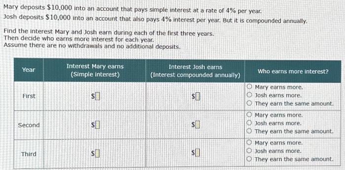 Solved Mary deposits $10,000 into an account that pays | Chegg.com