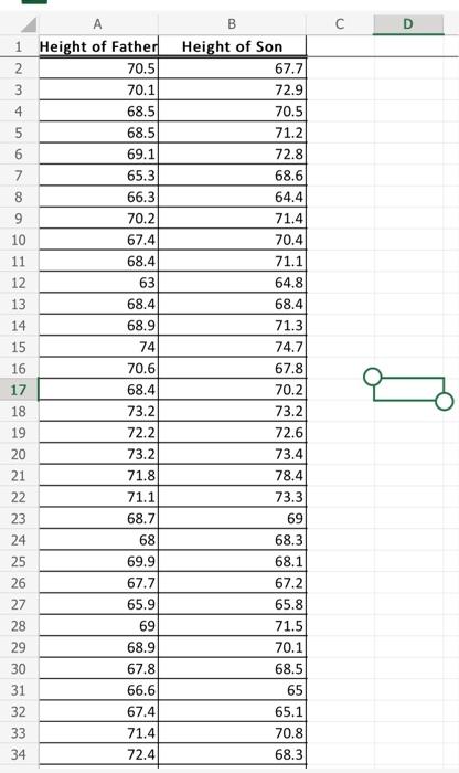 Q.2 The below file lists the heights (in inches) of | Chegg.com