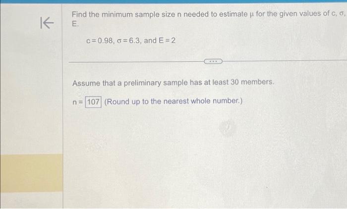 Solved Find the minimum sample size n needed to estimate μ | Chegg.com