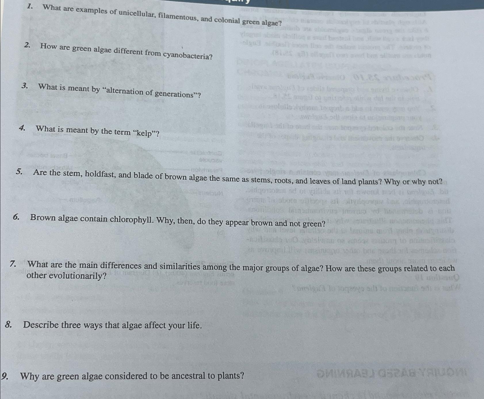 Solved What are examples of unicellular, filamentous, and | Chegg.com