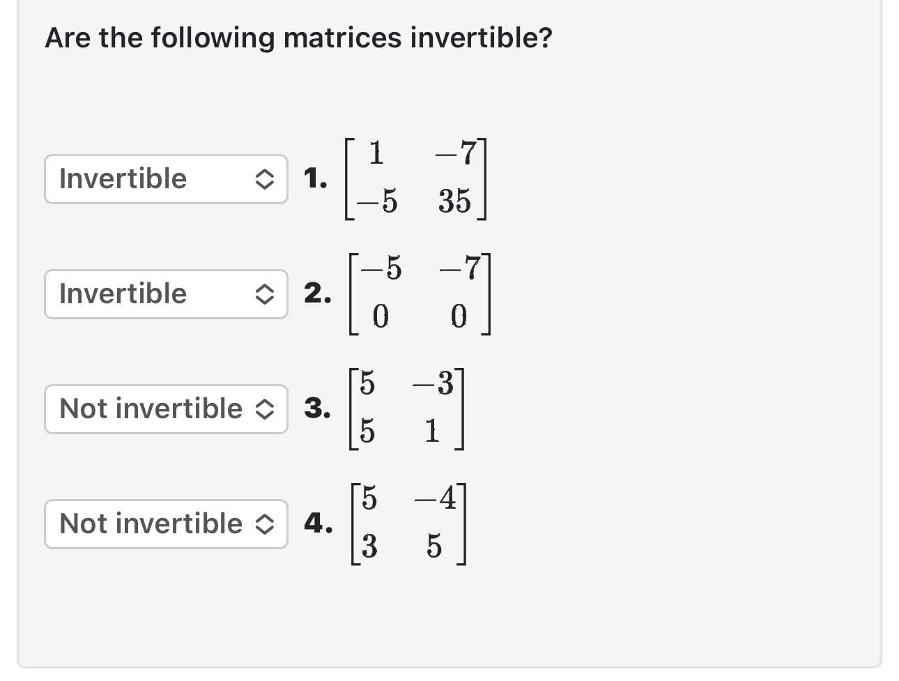 Solved Are the following matrices | Chegg.com