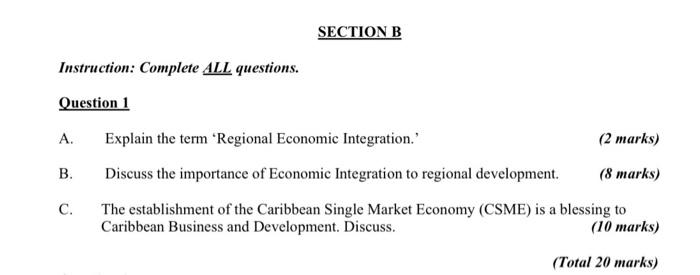 Solved SECTION B Instruction: Complete ALL questions. | Chegg.com