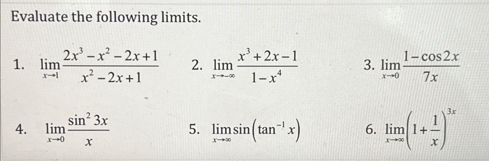 Solved Evaluate the following | Chegg.com