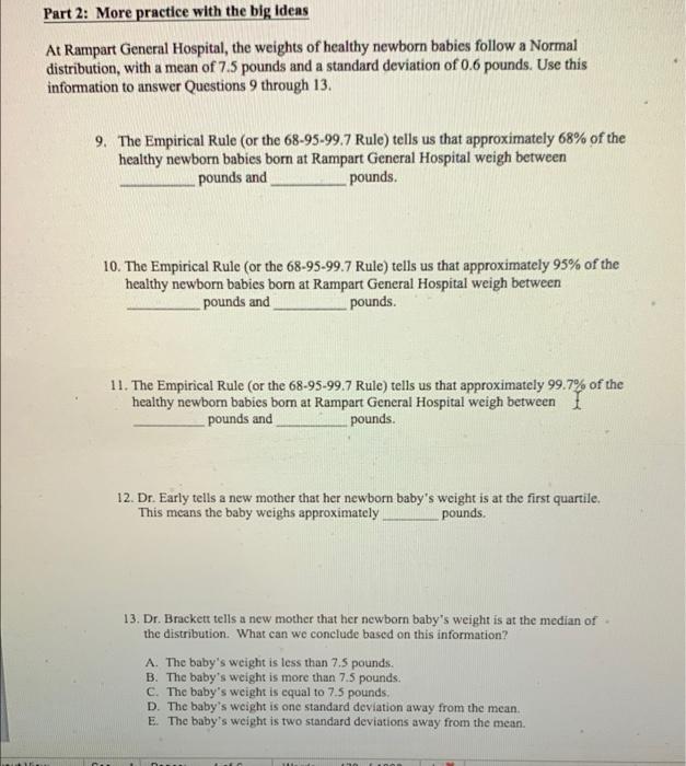 Part 2: More practice with the big ideas At Rampart | Chegg.com