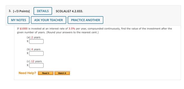 Solved 3. (-/3 points) DETAILS SCOLALG7 4.2.033. MY NOTES | Chegg.com