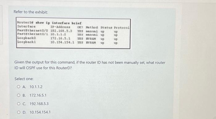 Solved Refer to the exhibit: Given the output for this | Chegg.com