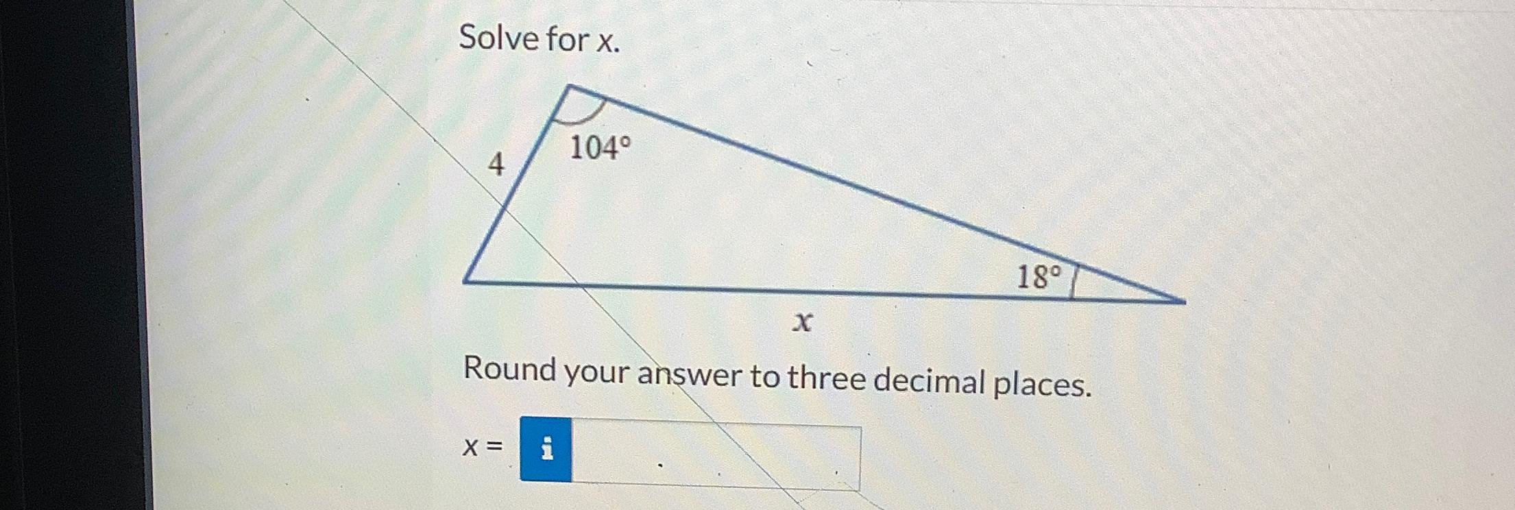 Solved Solve for xRound your answer to three decimal | Chegg.com
